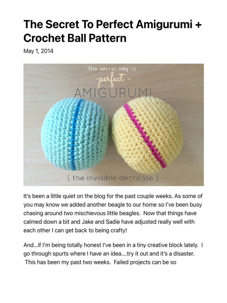 The Secret To Perfect Amigurumi + Crochet Ball Pattern - Just Be Crafty ...
