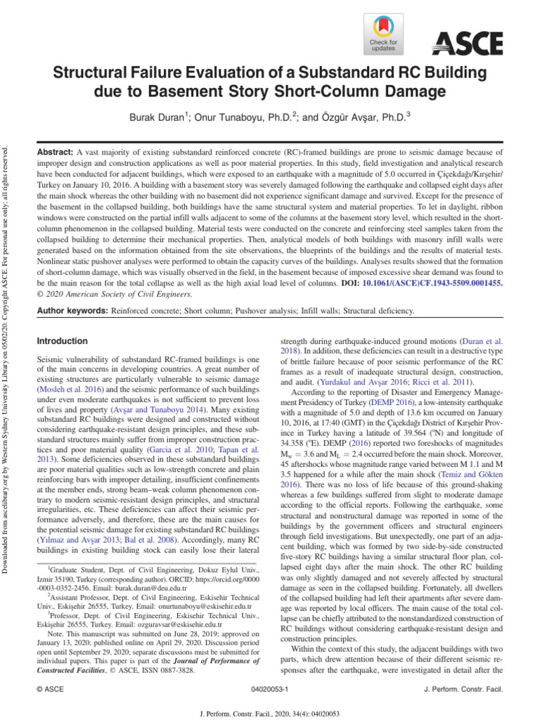 Structural Failure Evaluation of A Substandard RC Building | PDF ...