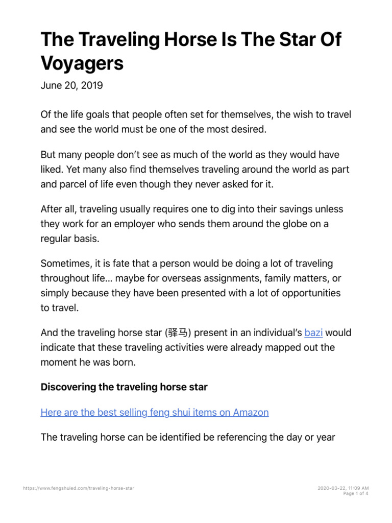 The Traveling Horse Is The Star Of Voyagers Fengshuied Pdf Chinese