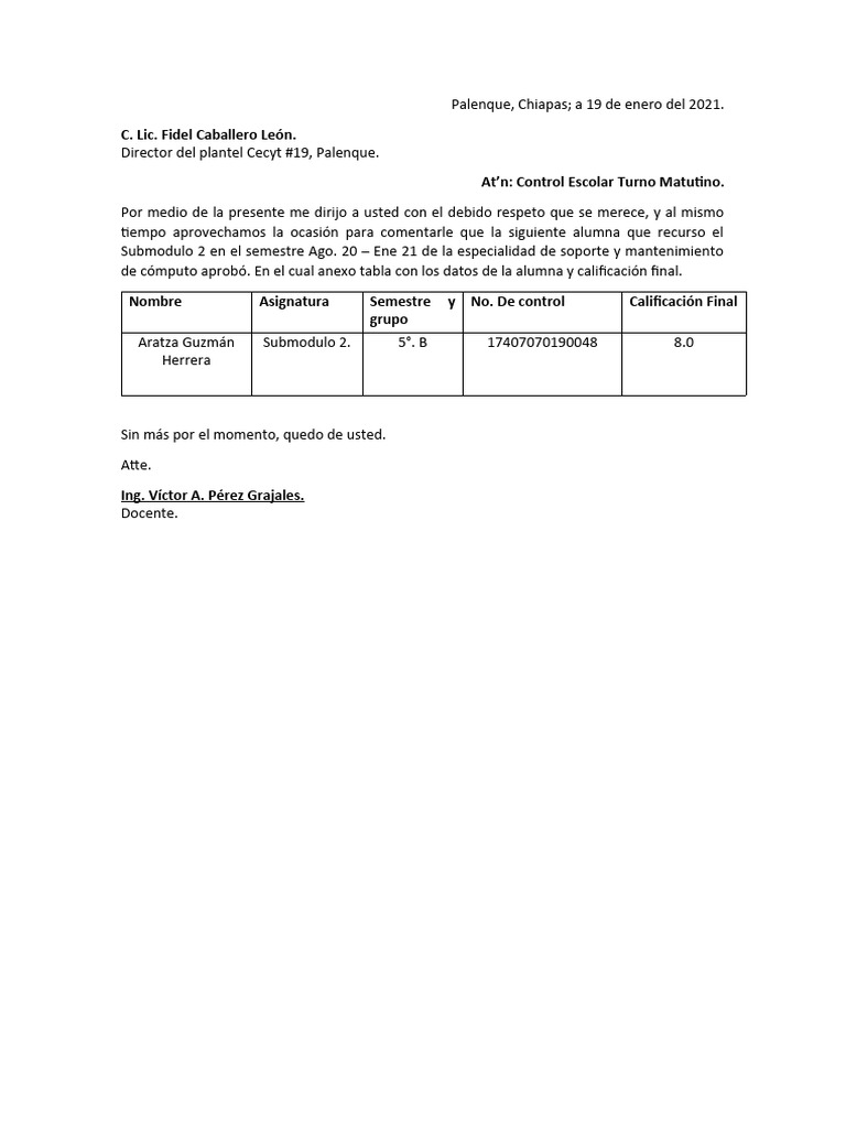 Oficio Calificación | PDF Oficio Calificación | PDF