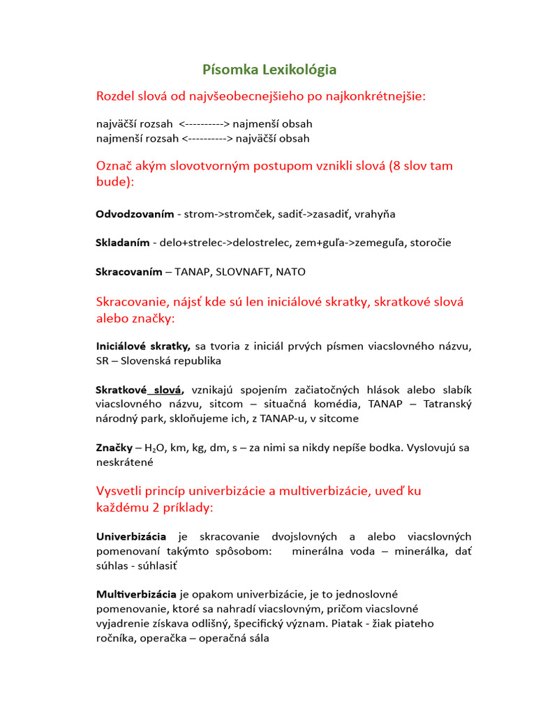 Pisomka - Lexikologia Opravena | PDF