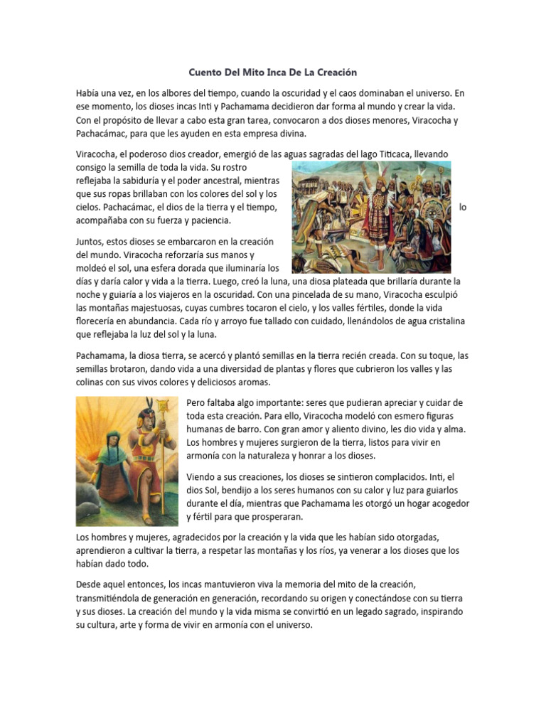 Cuento Del Mito Inca de La Creación | PDF | Ciencias sociales