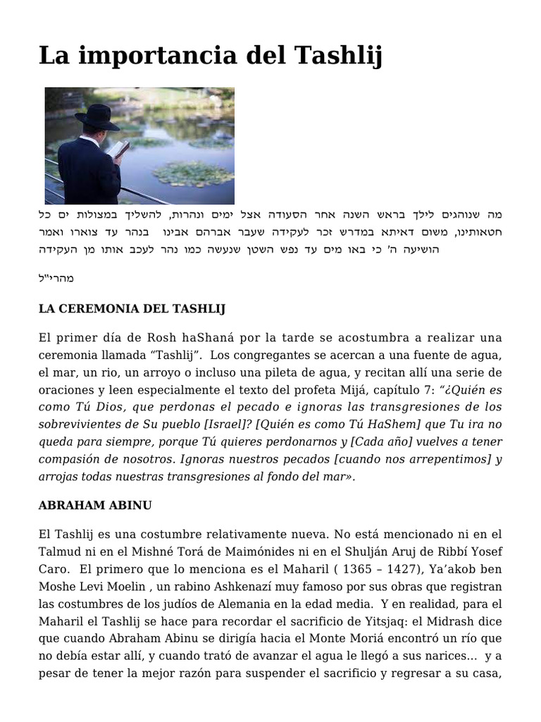 Significado y práctica del Tashlij | PDF | Talmud | Judaísmo