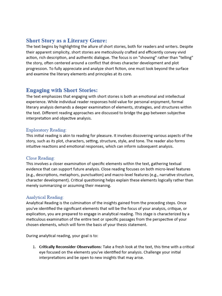 Katia's Study Guide Elements of Analysis | PDF | Narration | Narrative