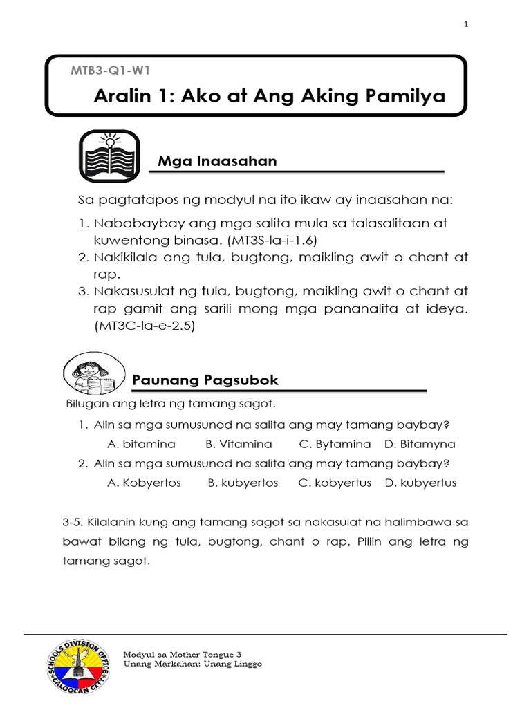 MTB 3 Q1 Week 1 | PDF