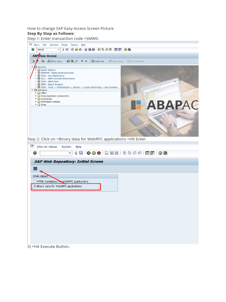 Change SAP Easy Access Screen Image | PDF