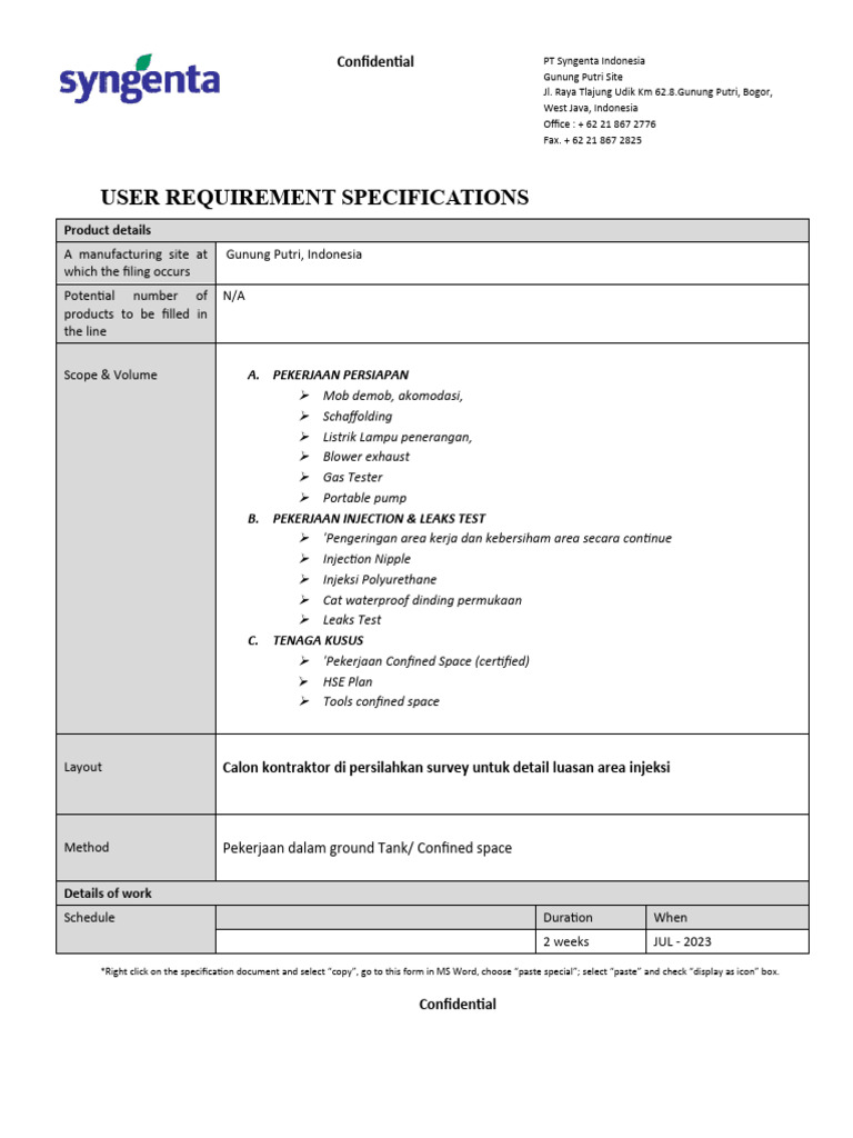User Requirement Specifications Ground Tank | PDF