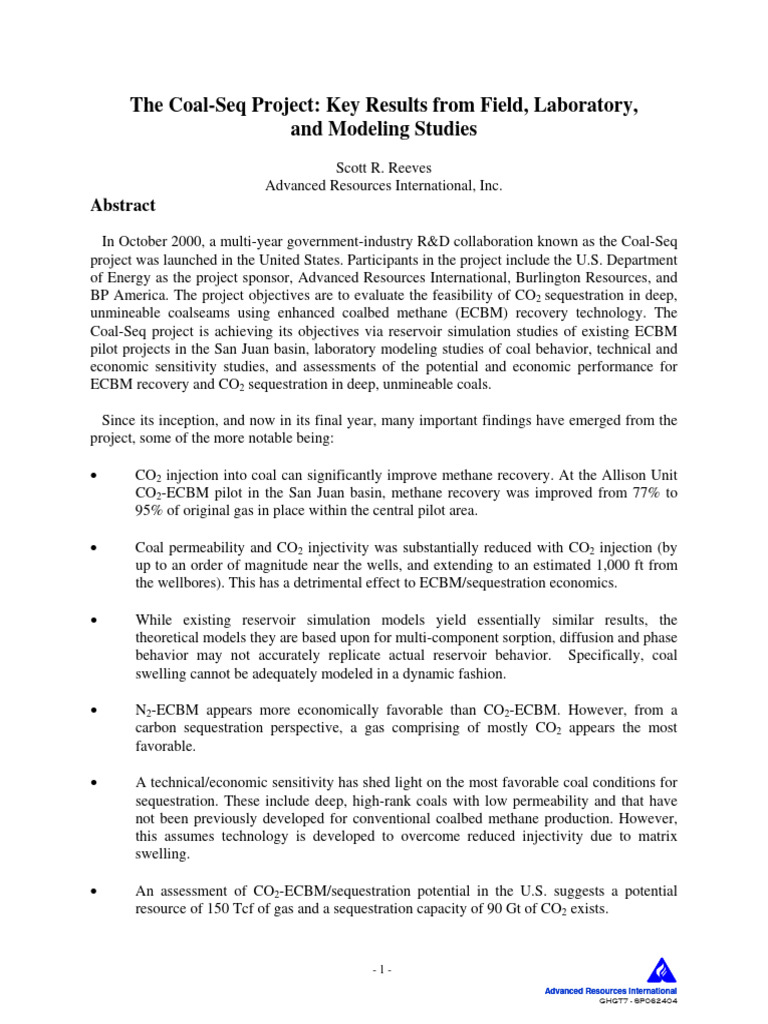 E Allison Unit CO2-ECBM Pilot in The San Juan Basin | PDF | Carbon ...