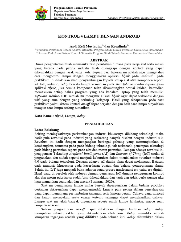 Prak 5 Siskon - Lampu Fix | PDF