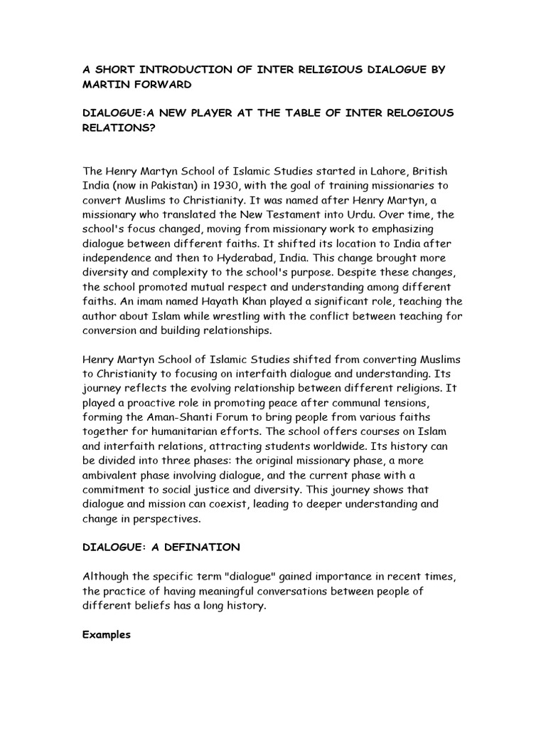 A Short Introduction of Inter-Religious Dialogue | PDF | Interfaith Dialogue | Paul The Apostle