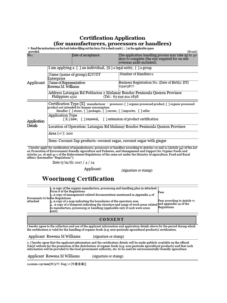 2 Certification Application For Processor (Proc | PDF | Potato | Food ...