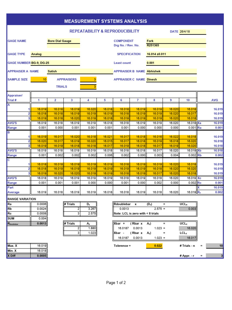 MSA - Bore Dial Gauge | PDF | Metrology | Science MSA - Bore Dial Gauge | PDF | Metrology | Science