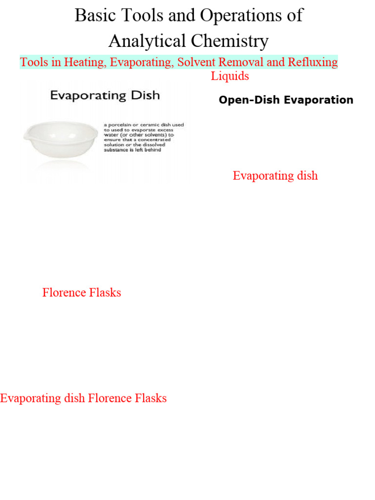 BASIC TOOLS and OPERATIONS in ANALYTICAL CHEMISTRY | PDF | Distillation | Weighing Scale