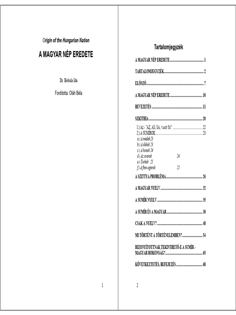 Bobula Ida A Magyar Nep Eredete | PDF