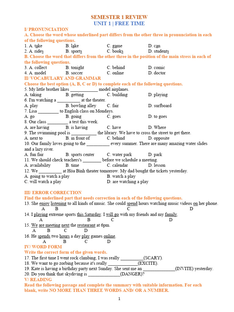 Ta7 Isw - Semester 1 Review - Exercise | PDF | Teaspoon | Soft Drink
