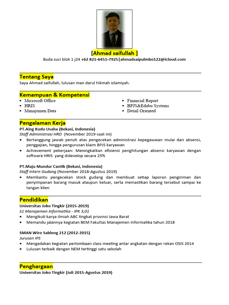 Contoh Cv Fix | PDF