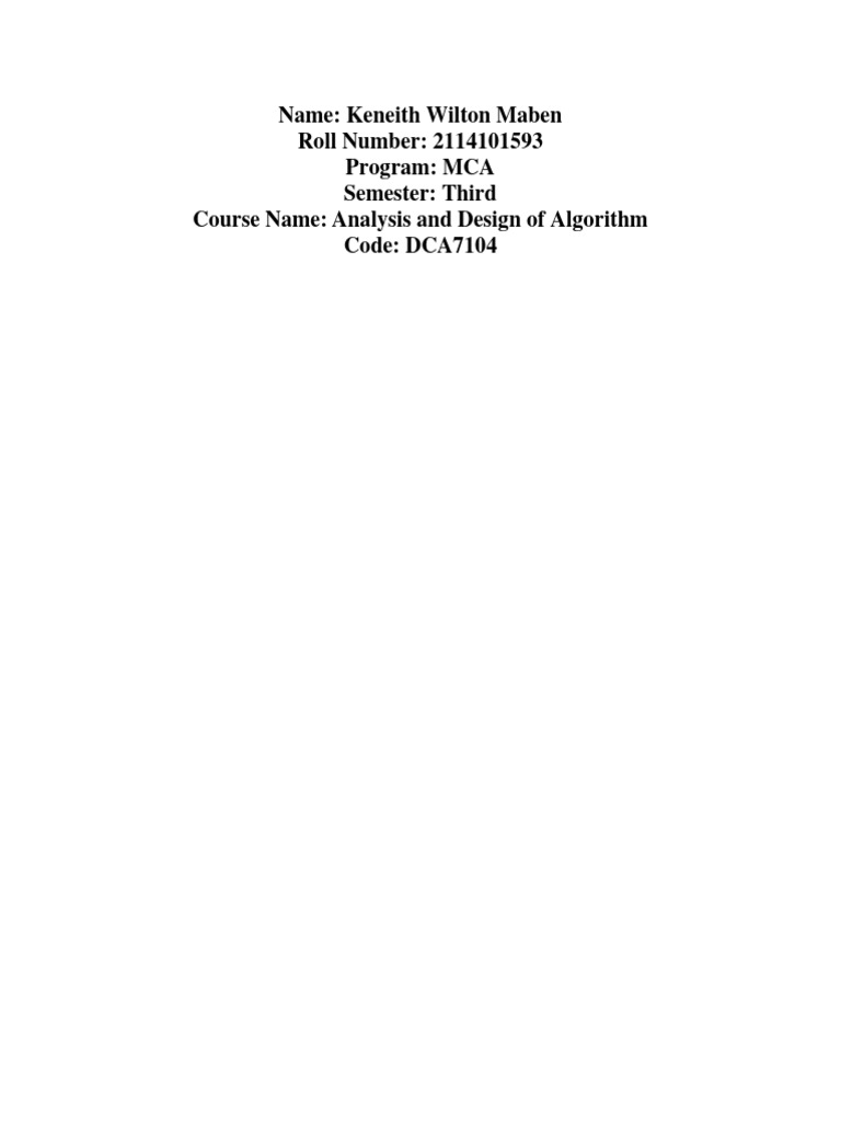 DCA7104 - Analysis and Design of Algorithms - Set1&2 | PDF DCA7104 - Analysis and Design of Algorithms - Set1&2 | PDF