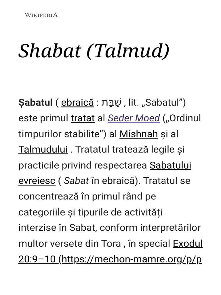 Shabbat (Talmud) - Wikipedia | PDF
