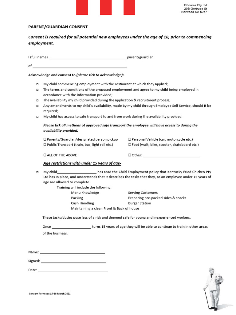 Parental Consent Form - Under 15 Yo | PDF | Employment | Economies