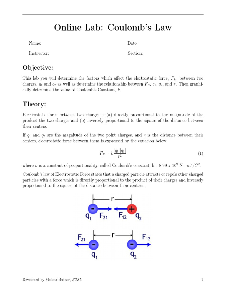 Coulombs - Law - Online - Lab HW1 | PDF | Electrostatics | Classical ...