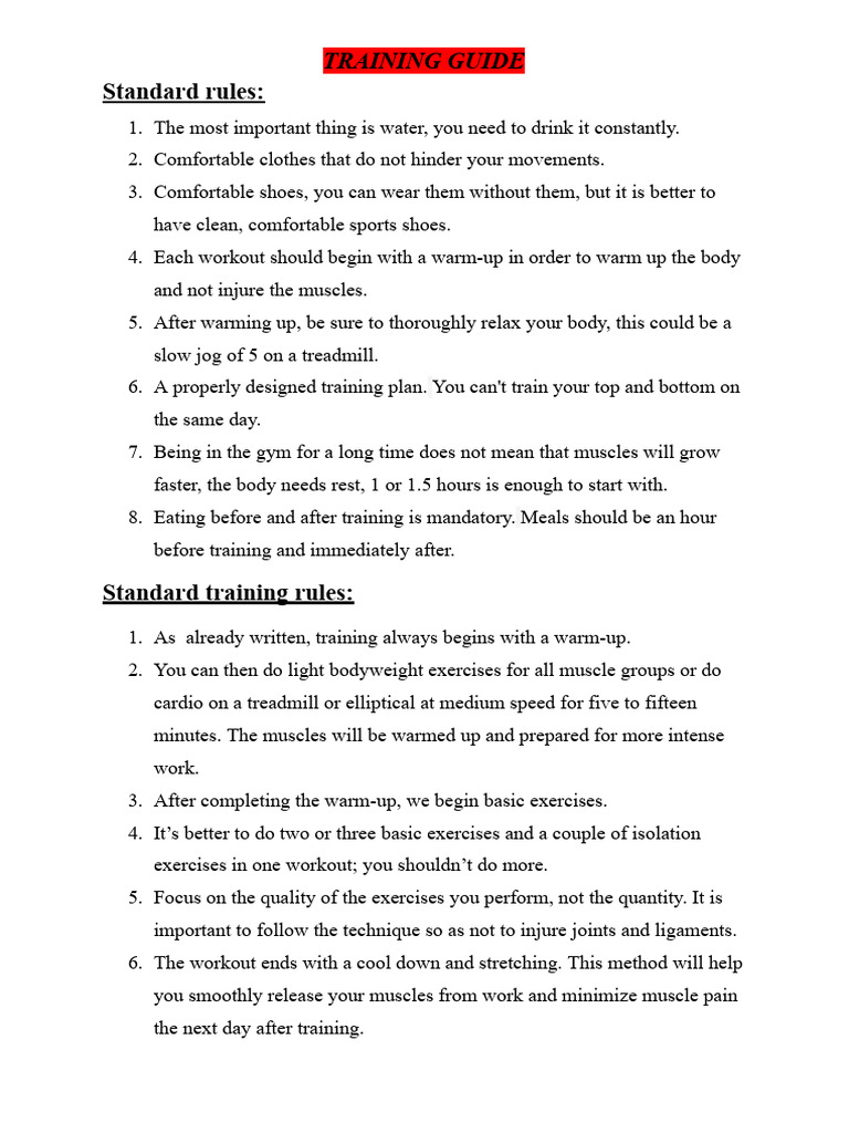 Training Guide | PDF | Physical Exercise | Musculoskeletal System
