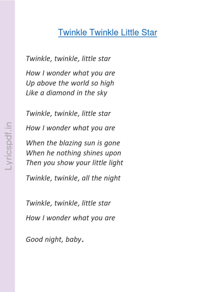 Twinkle Twinkle Little Star | PDF