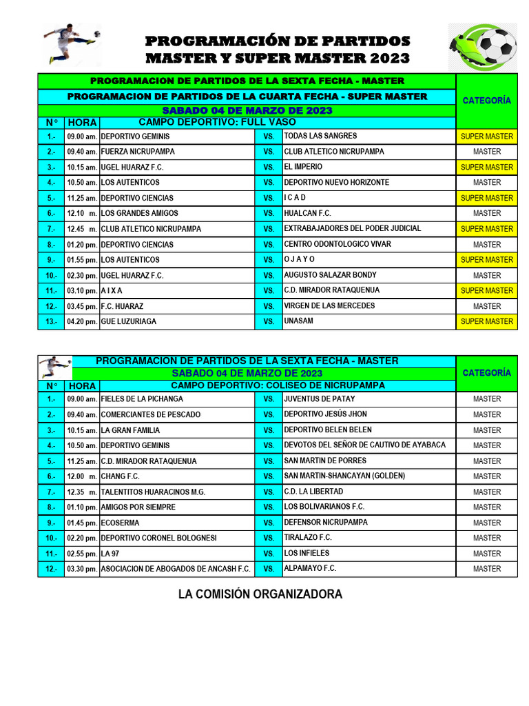 Master y Super Master 2023 Programacion General | PDF