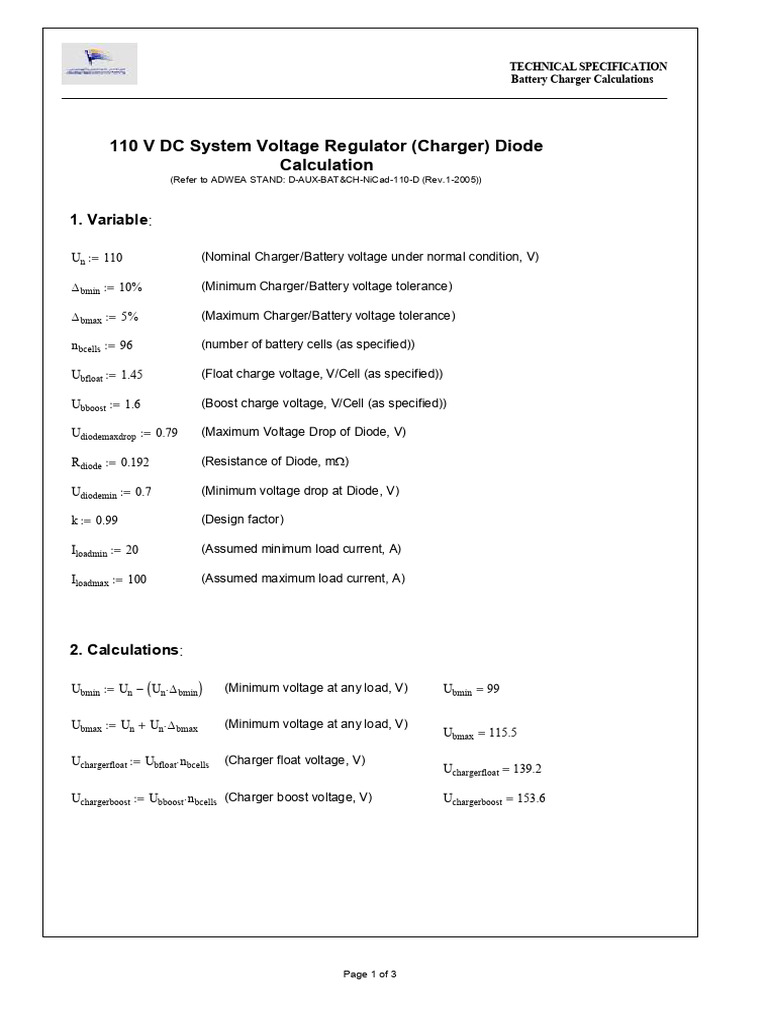 Battery Charger Voltage Drop Calculations | PDF | Battery Charger | Diode