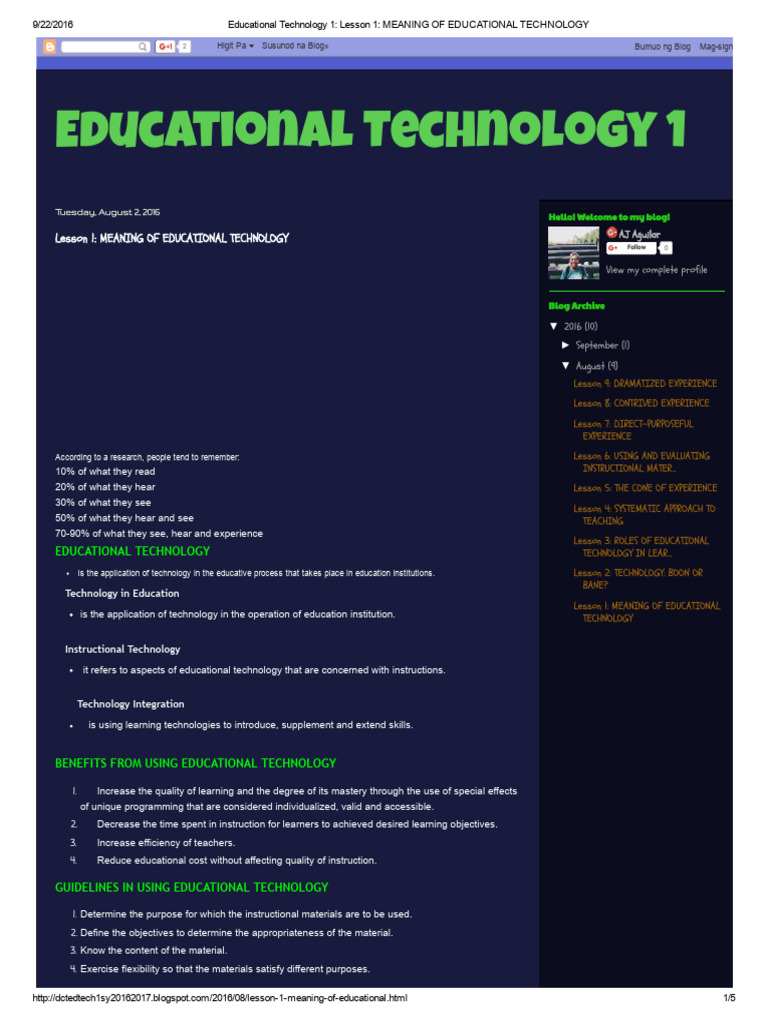 Educational Technology 1 Lesson 1 MEANIN | PDF | Educational Technology | Graphics