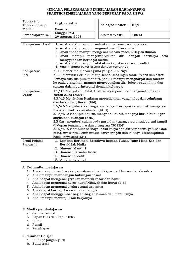 RPPH Sabtu B1 | PDF