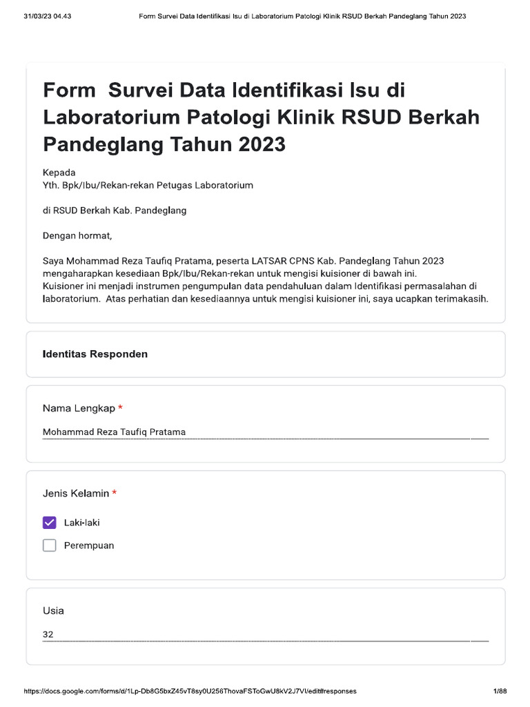 Form Survei Data Identifikasi Isu Di La... H Pandeglang Tahun 2023 ...