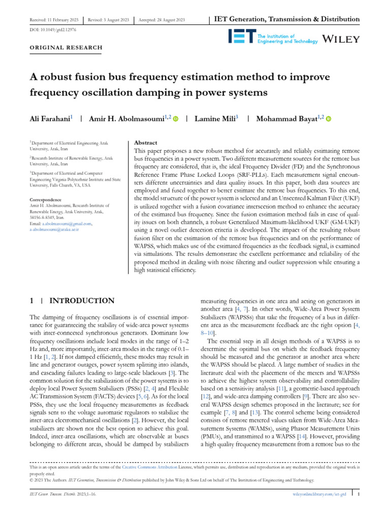 A Robust Fusion Bus Frequency Estimation Method To Improve Frequency