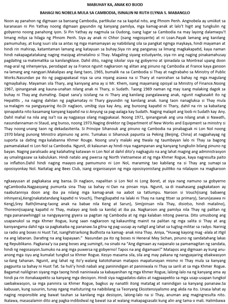 Mabuhay Ka, Anak Ko Buod | PDF