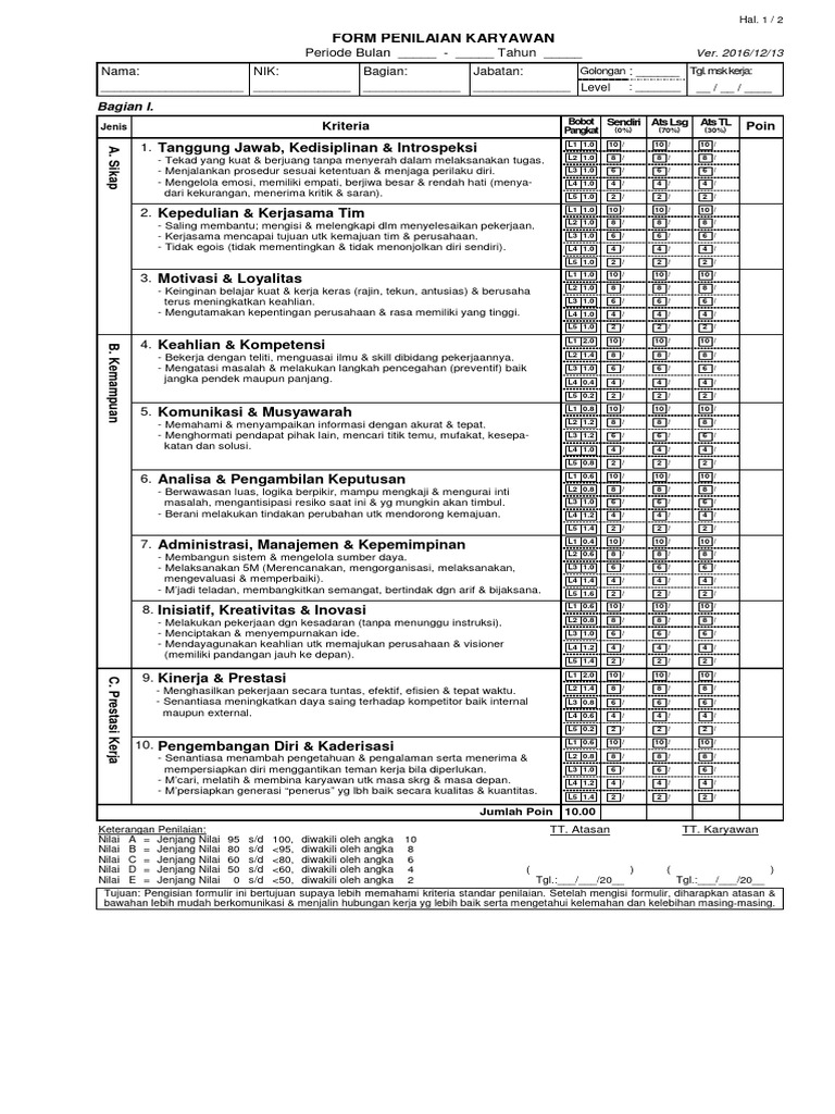 Form Penilaian - Hal 1 & 2 | PDF