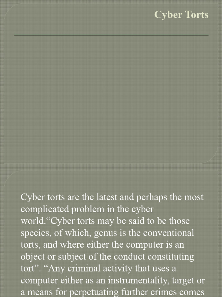 Cyber Torts | PDF