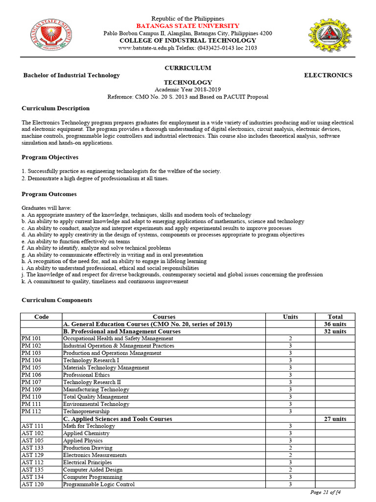 Electronics Technology Curriculum | PDF