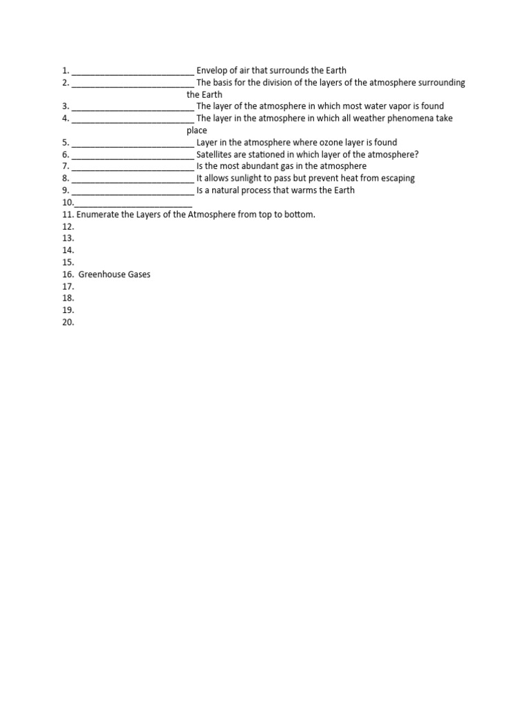 Atmosphere Test | PDF