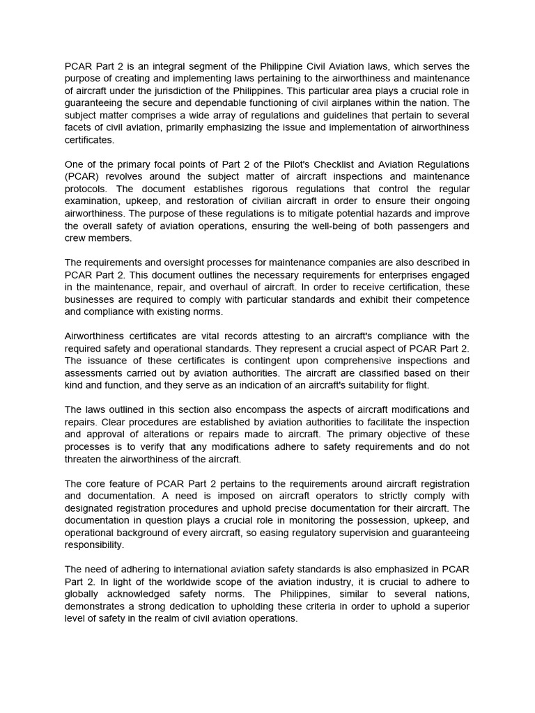 PCAR Part 2 | PDF | Safety | Aircraft PCAR Part 2 | PDF | Safety | Aircraft