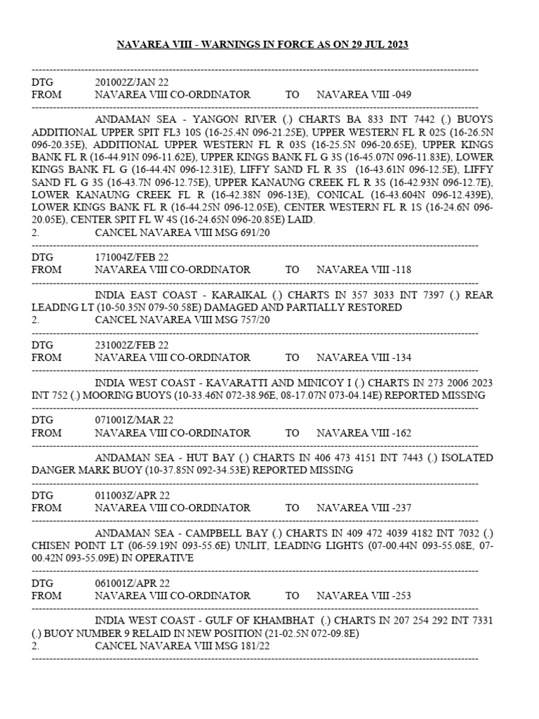 Navarea Warning | PDF | Ships | Water Transport