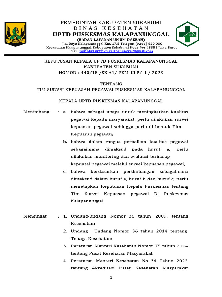 1.3.2 D SK Tim Kepuasan Pegawai | PDF