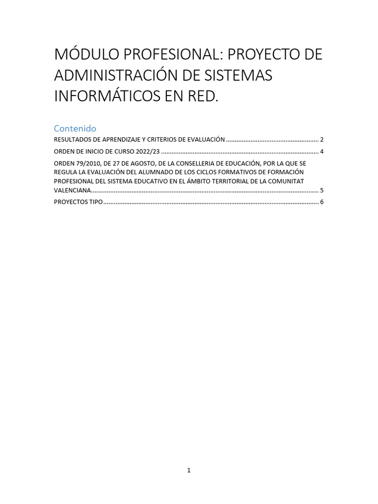 Módulo Proyecto ASIR | PDF | Evaluación | Diseño