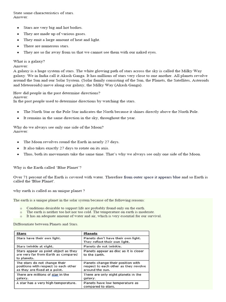 Characteristics of Stars and Planets | PDF | Social Science | Science ...