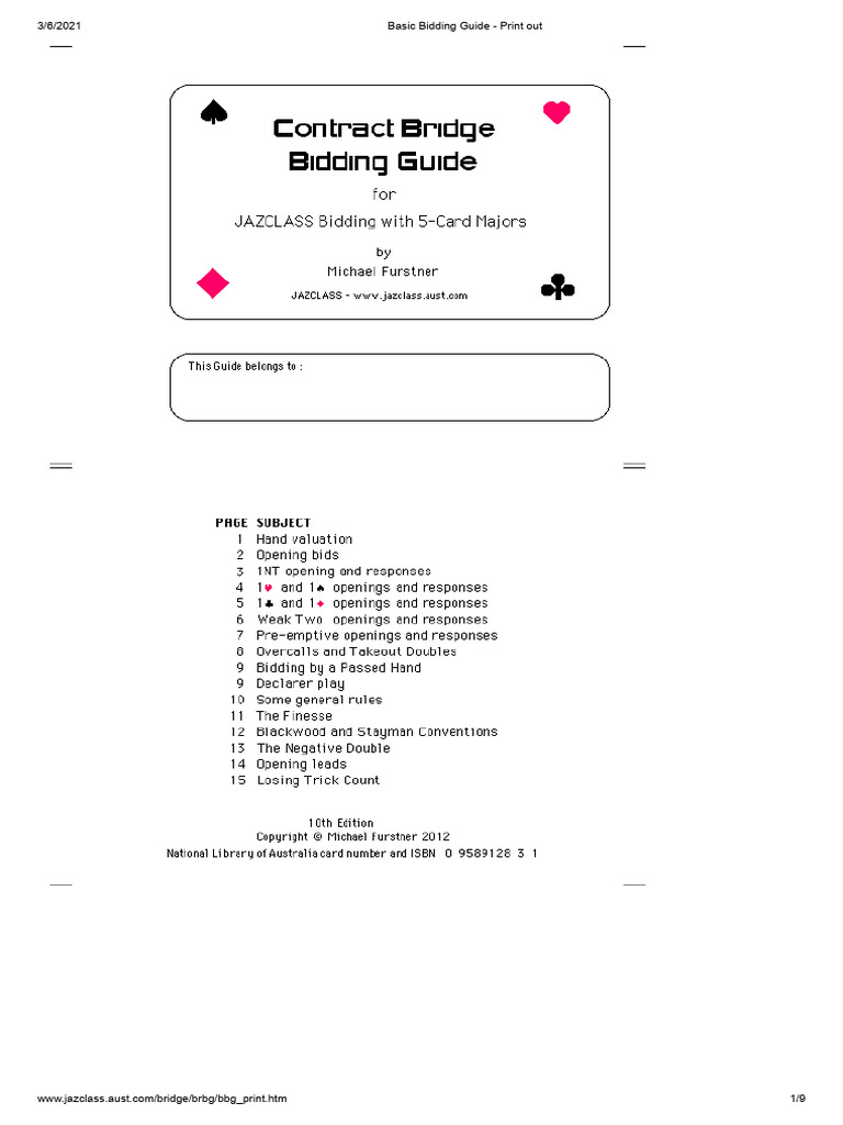 Basic Bidding Guide - Print Out | PDF