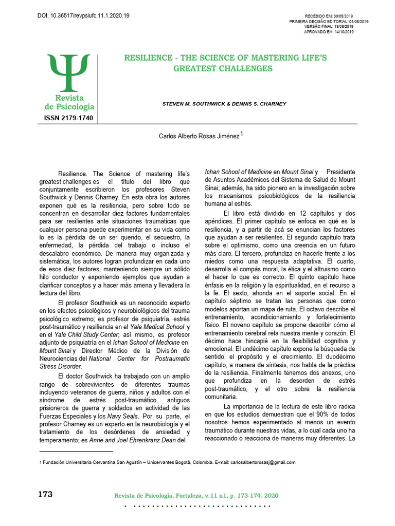 Resilience The Science of Mastering Lifes Greatest Challenge | PDF ...