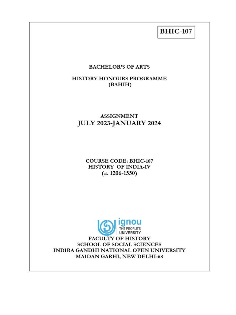 BHIC 107 English Assignment 2023-24 | PDF