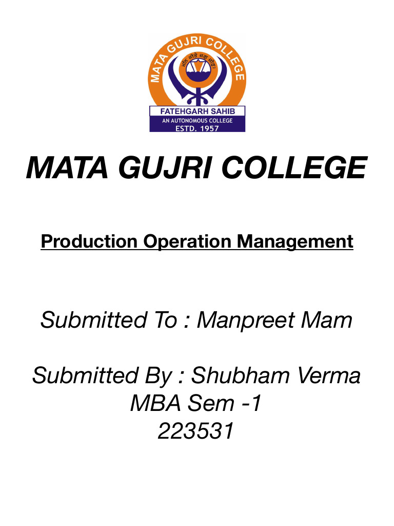 POM Assignment | PDF | Operations Management | Inventory