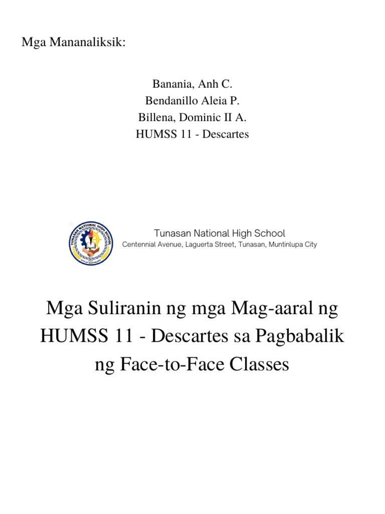Mga Suliranin NG Mga Mag-Aaral NG HUMSS 11 - Descartes Sa Pagbabalik NG ... Mga Suliranin NG Mga Mag-Aaral NG HUMSS 11 - Descartes Sa Pagbabalik NG ...