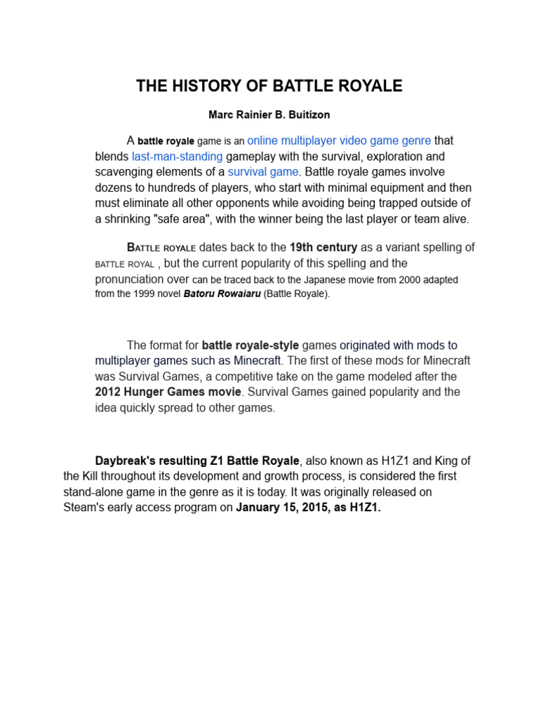 THE HISTORY OF BATTLE ROYALE | PDF