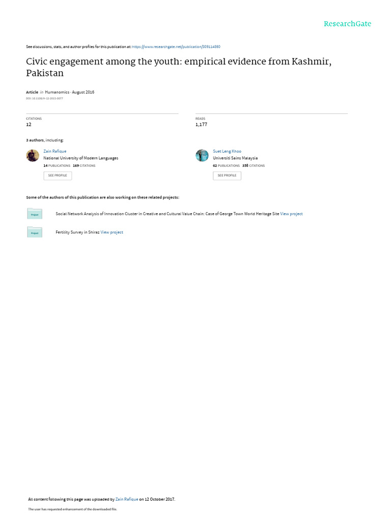 Civic Engagement Among The Youth Empirical Evidenc | PDF | Coefficient ...