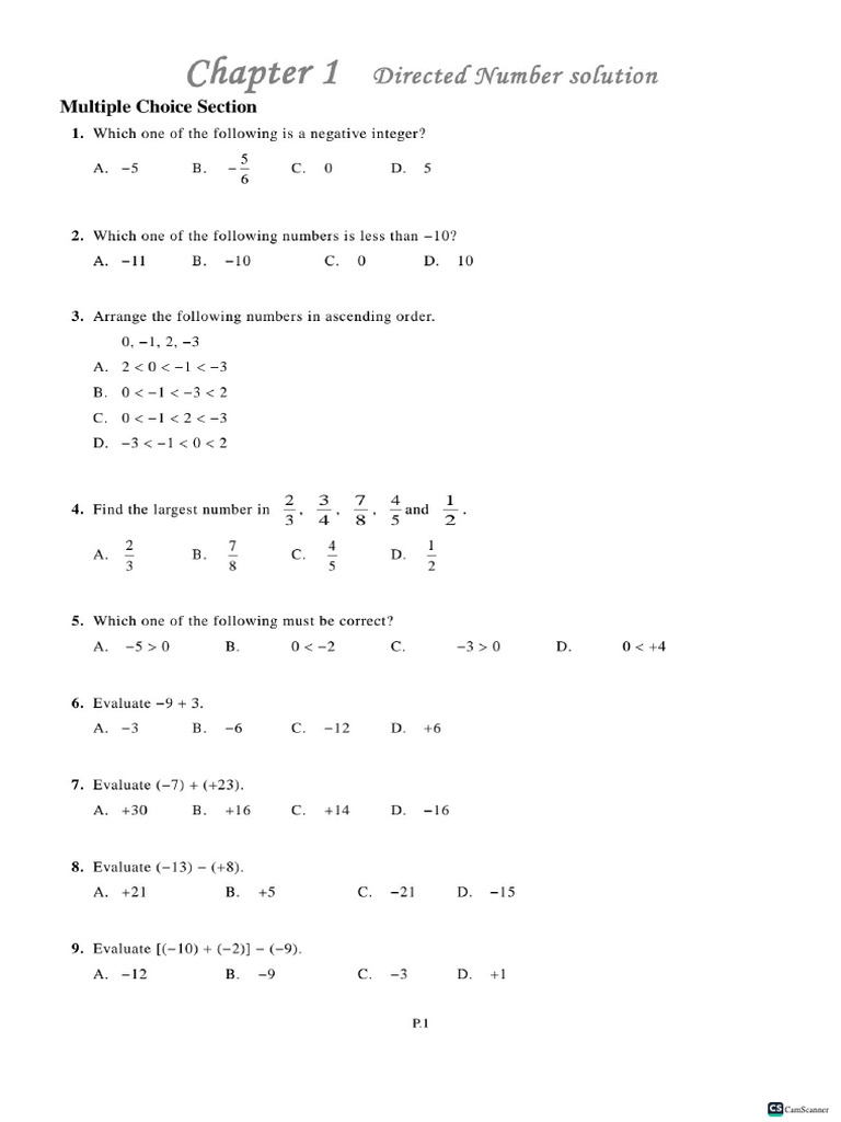 S1 Ch1 Directed Number | PDF